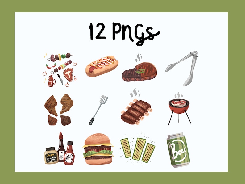 Grilling Clipart Set PNG | BBQ Party Barbecue Meat Picnic Hot Dogs ...