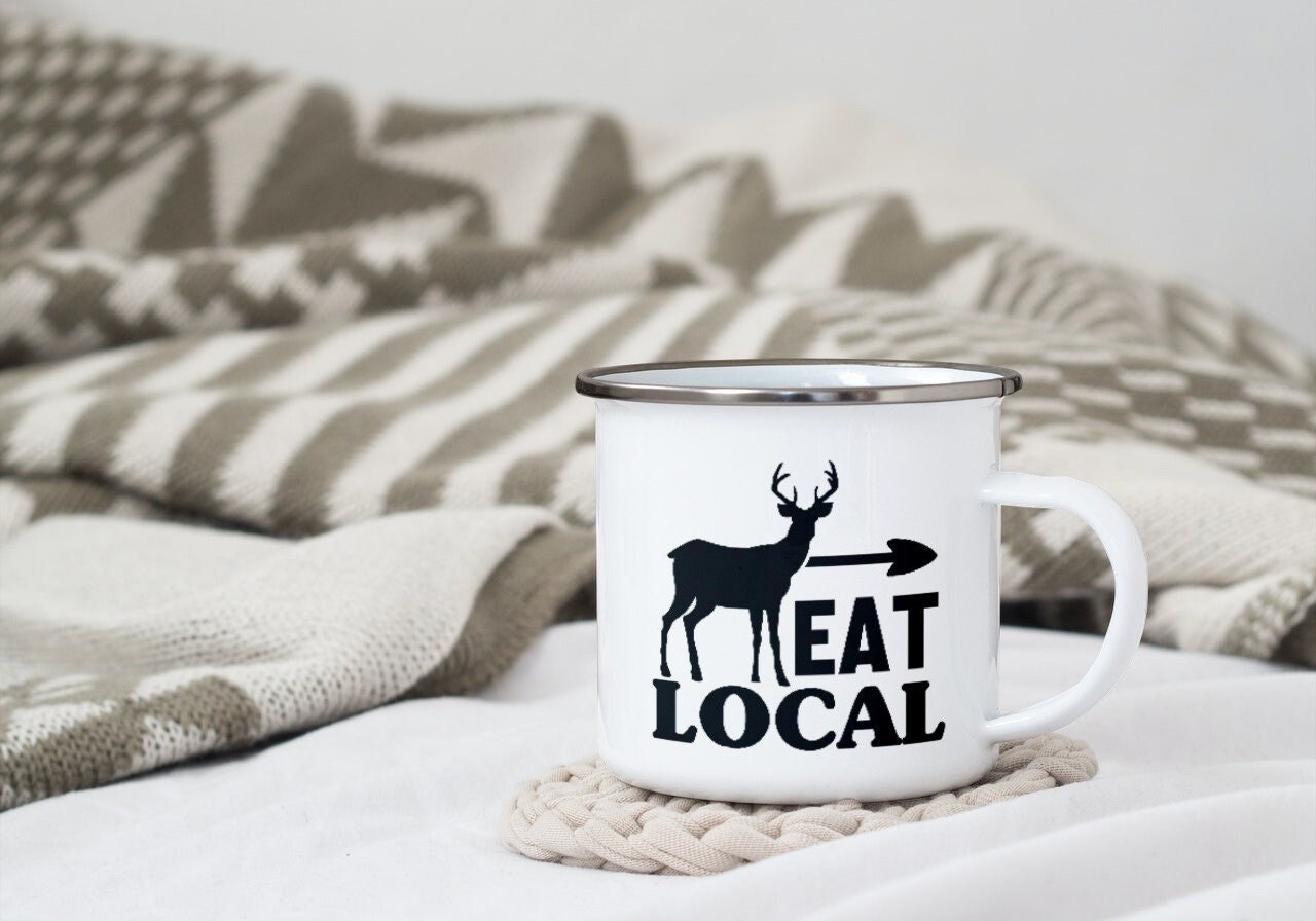 Eat Local SVG Deer Hunting SVG Buck Antlers Silhouette - Etsy