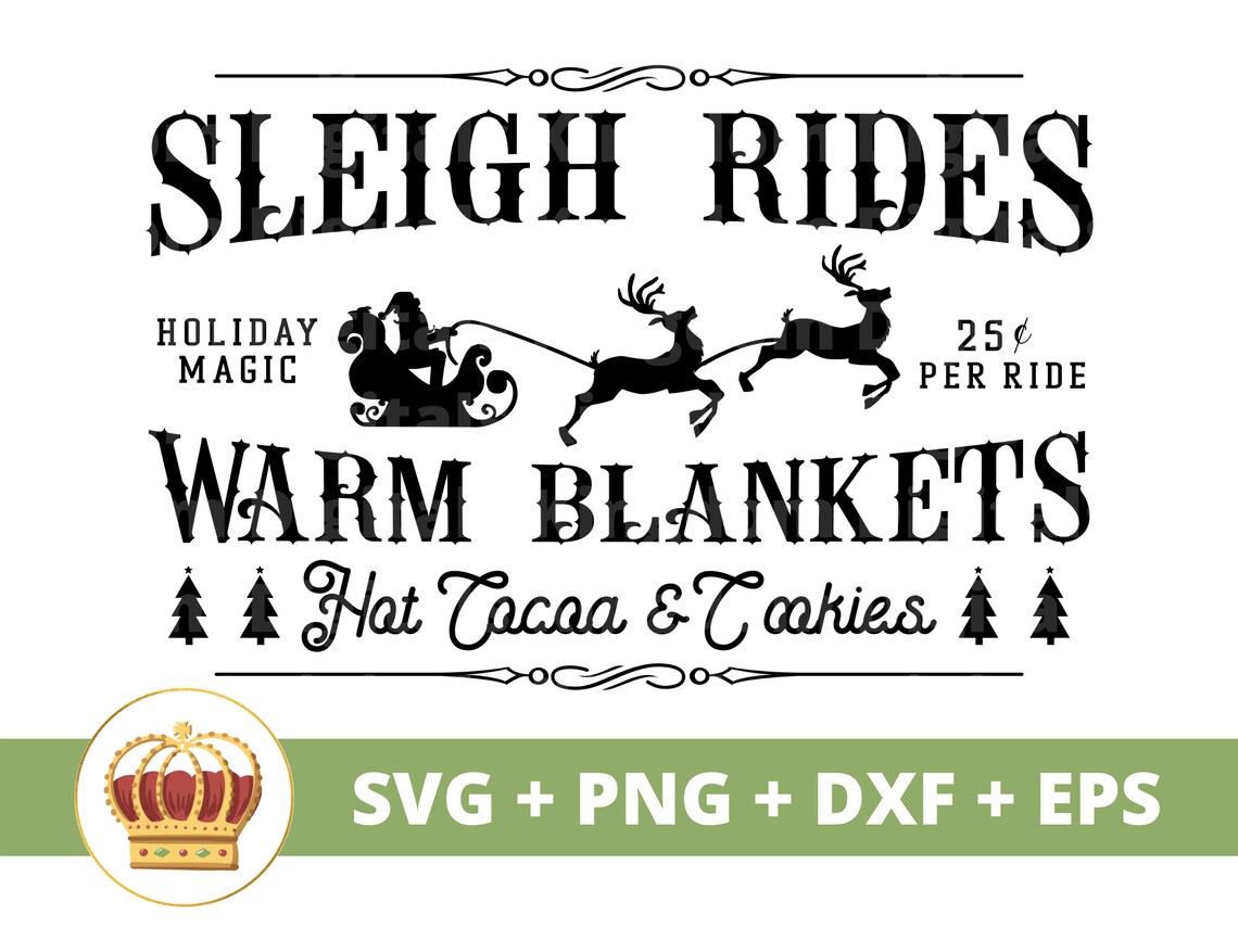 Sleigh Rides Holiday Magic 25c SVG Christmas Sign SVG Merry - Etsy