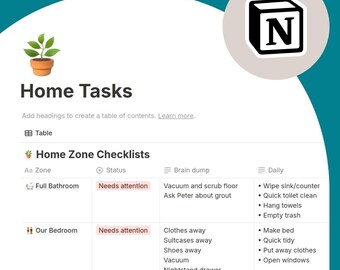 Notion Chore Dashboard: Home Cleaning Template (digital Download) - Etsy