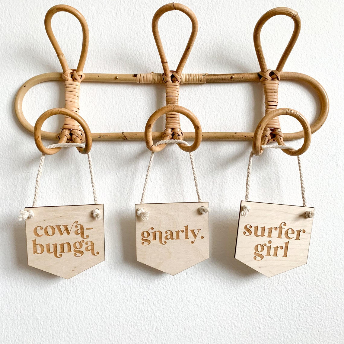 Cowabunga Mini Pennant Wooden Room Sign Nursery Décor Surfer | Etsy