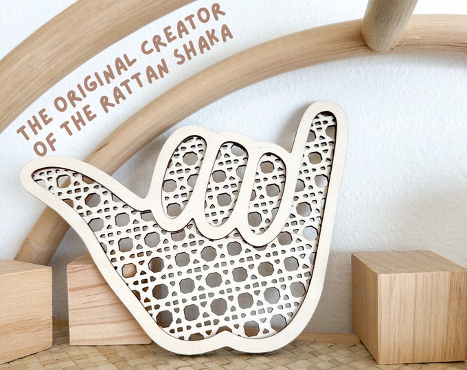 Faux Rattan Shaka Hand, Rattan Style Shaka Hand, Faux Rattan Hang Ten ...