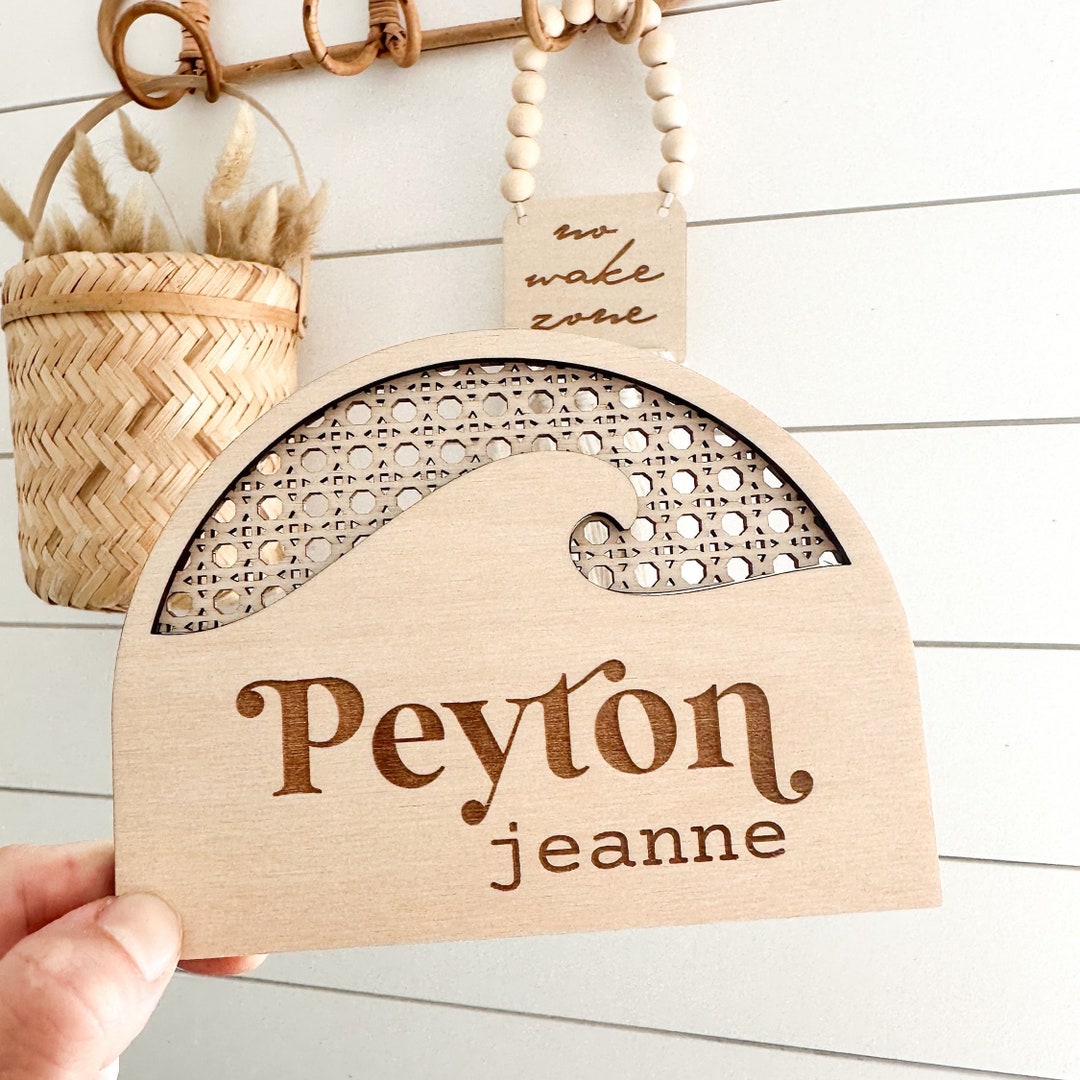 Ocean Wave Faux Rattan Arch Baby Name Sign, Nautical Name Tag, Surfer ...