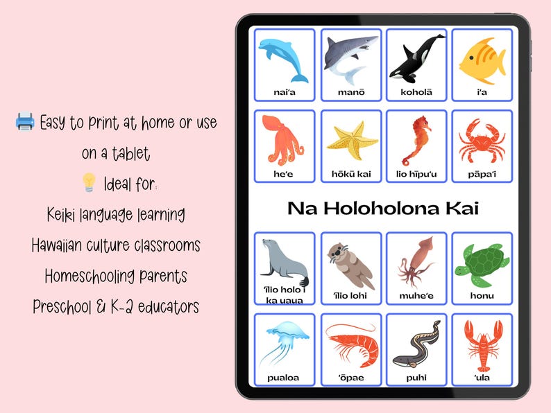ʻŌlelo Hawaiʻi Sea Creatures Flashcards | Hawaiian Language Printable ...