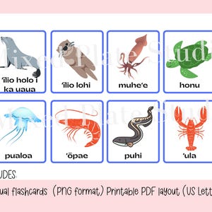 ʻŌlelo Hawaiʻi Sea Creatures Flashcards | Hawaiian Language Printable ...