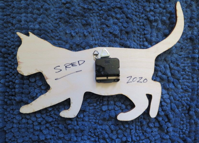 Cute Kitty Kitten Cat Clock Red Oil Stained Sustainably Sourced Birch ...