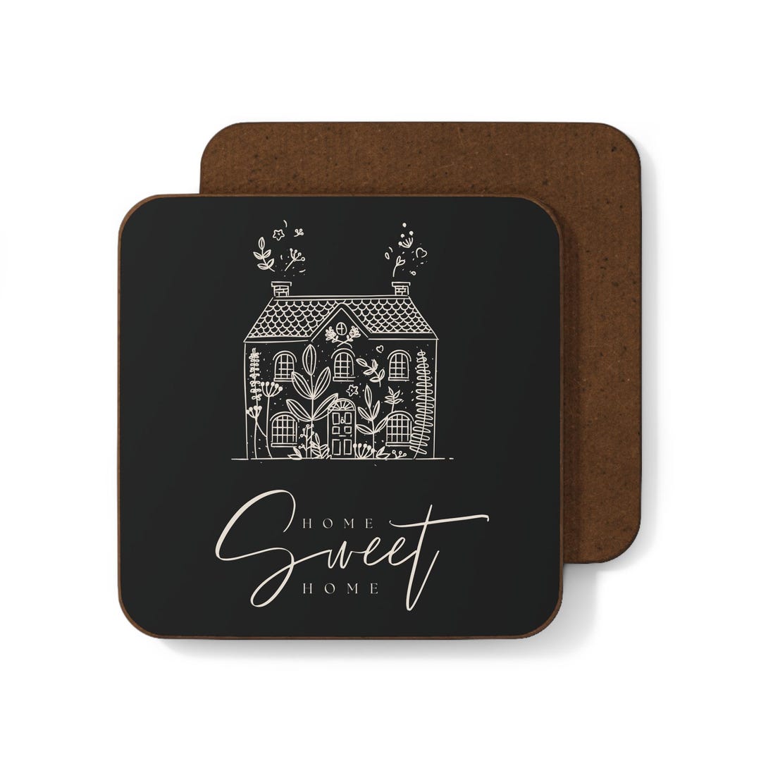 Hardboard Back Home Sweet Home Coaster, New Homeowner Gift, Coaster Set ...