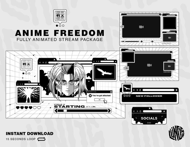 Anime Animated Stream Package / Anime Freedom / Twitch Overlay Lofi ...