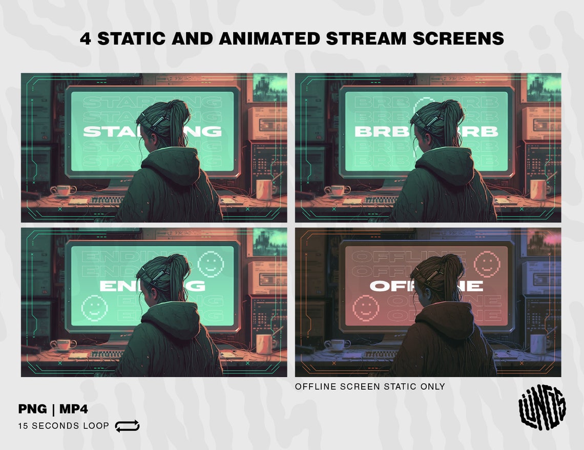 Anime Animated Stream Screens Package / Anime Cyber Link / Twitch ...