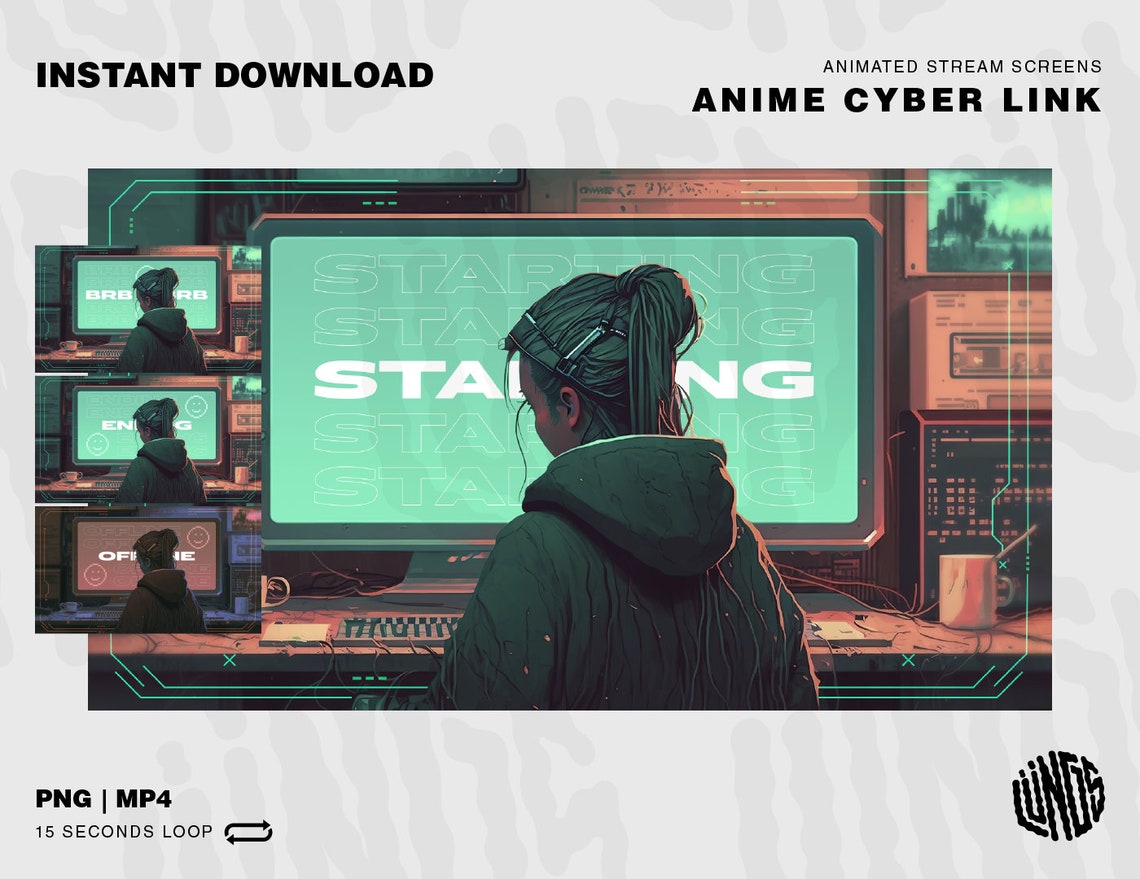 Anime Animated Stream Screens Package / Anime Cyber Link / Twitch ...