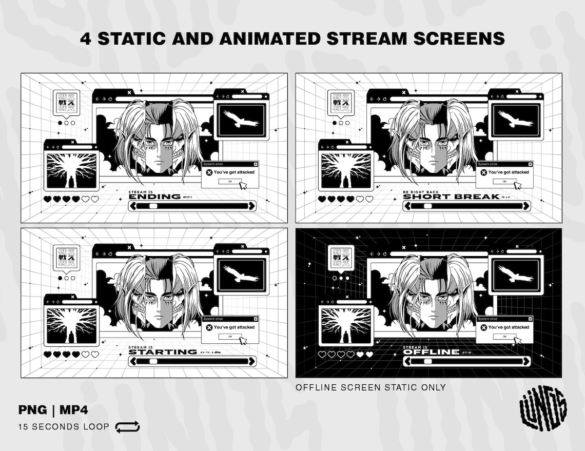 Anime Animated Stream Screens Package / Anime Freedom / Twitch Overlay ...