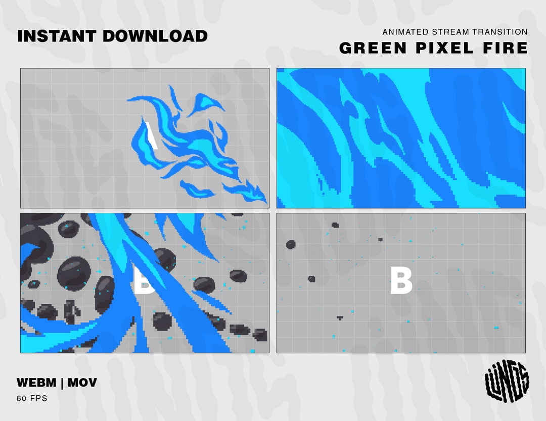 Pixel Blue Fire Stream Transition / 8bit Transition / Twitch Transition ...