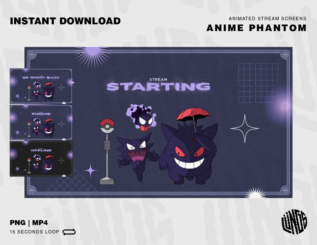 Anime Animated Stream Screens Package / Anime Phantom / Twitch Overlay ...
