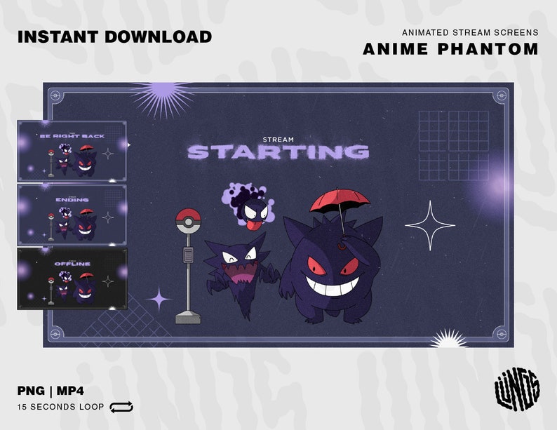 Anime Animated Stream Screens Package / Anime Phantom / Twitch Overlay ...