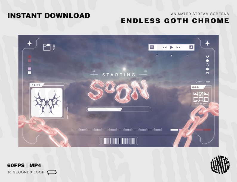 Gothic Animated Stream Screens / Endless Goth Chrome Gold Pink / Twitch ...