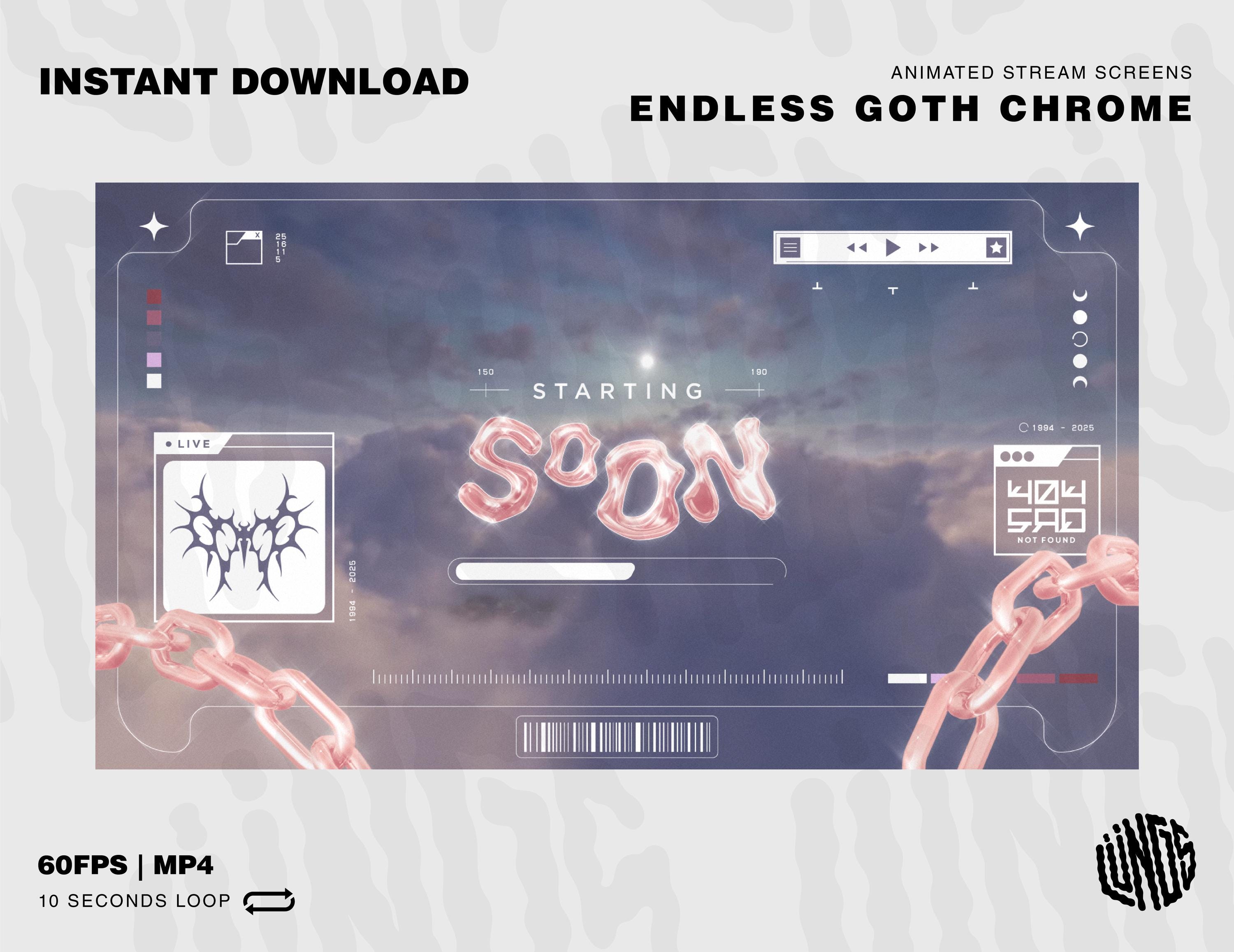 Gothic Animated Stream Screens / Endless Goth Chrome Gold Pink / Twitch ...