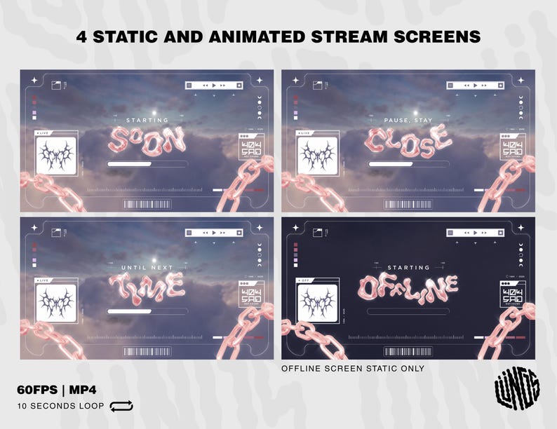 Gothic Animated Stream Screens / Endless Goth Chrome Gold Pink / Twitch ...