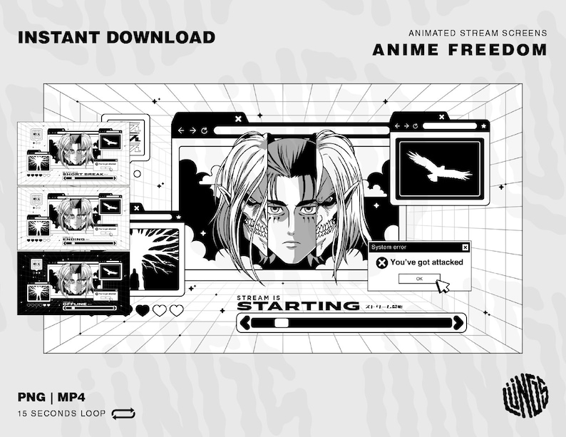 Anime Animated Stream Screens Package / Anime Freedom / Twitch Overlay ...
