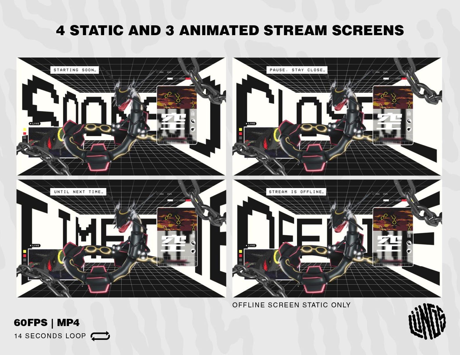 Gothic Animated Stream Screens Package / Chrome Sky Pillar/ Twitch ...