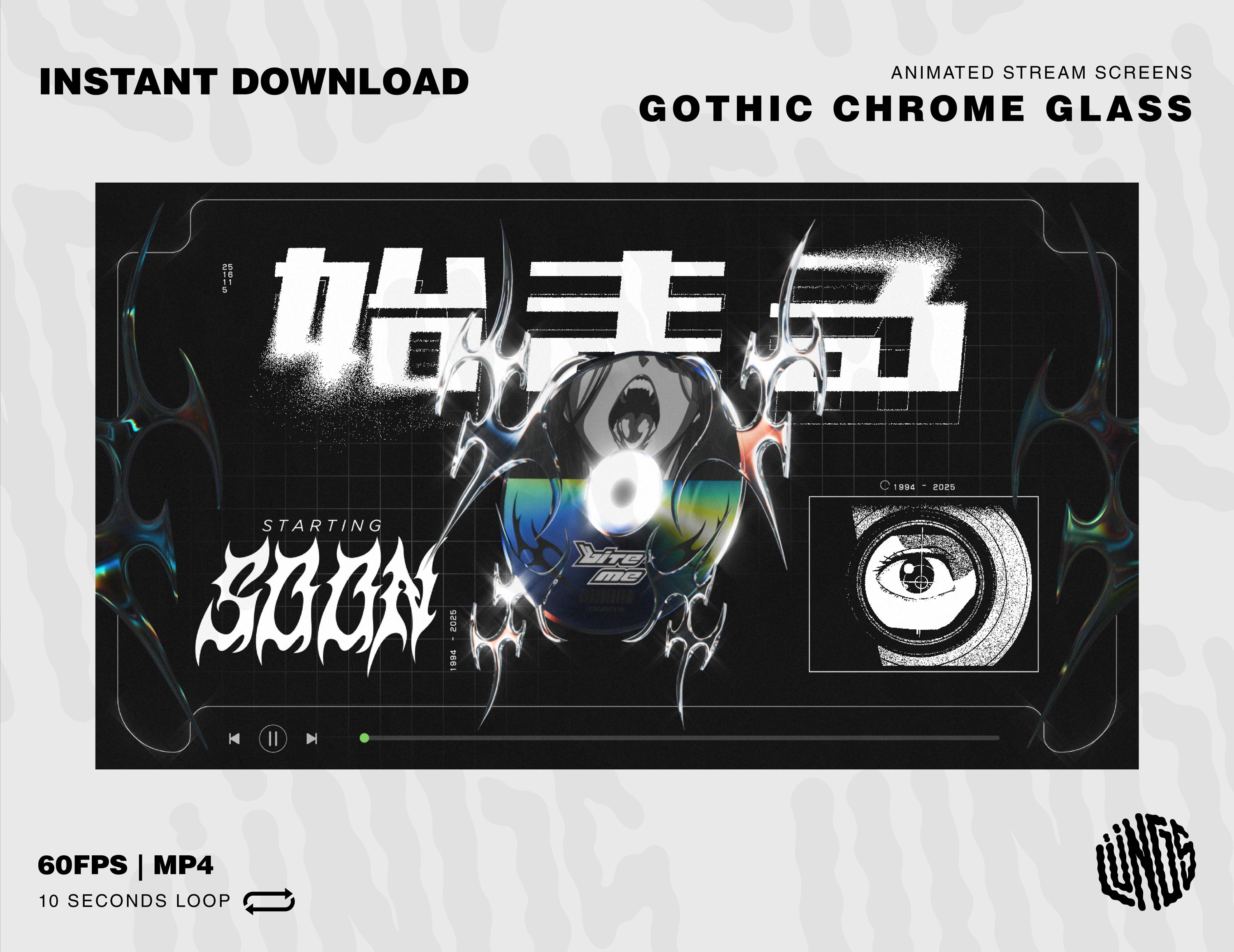 Gothic Animated Stream Screens / Gothic Chrome Glass / Twitch Overlay ...