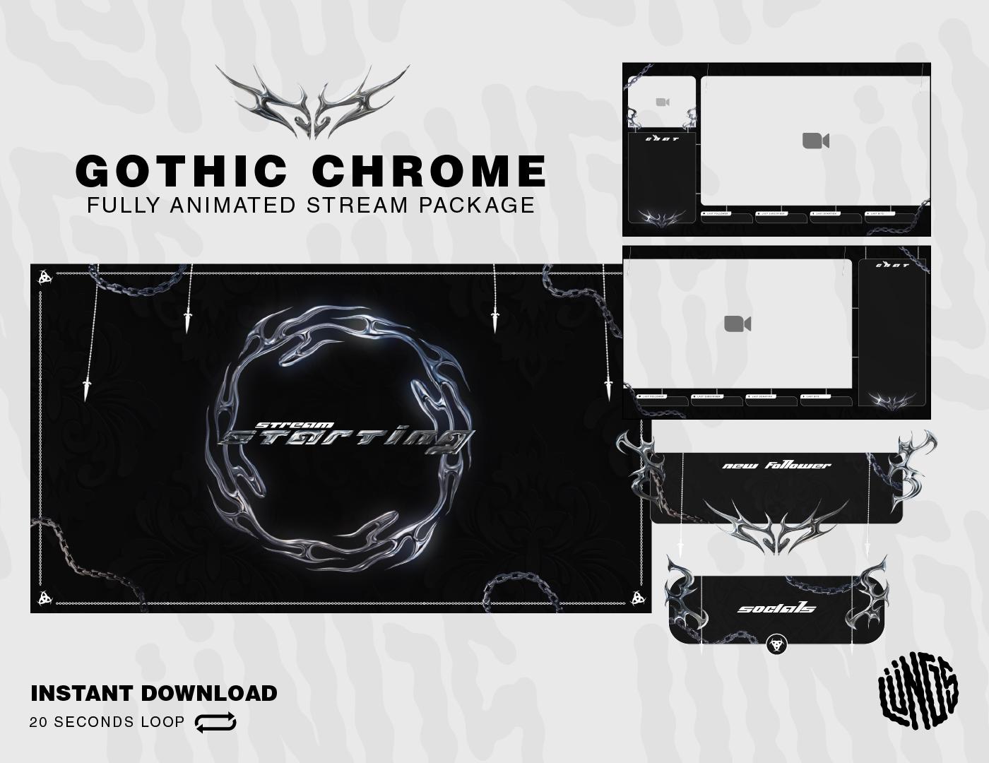 Gothic Animated Stream Package / Gothic Chrome / Twitch Overlay Lofi ...