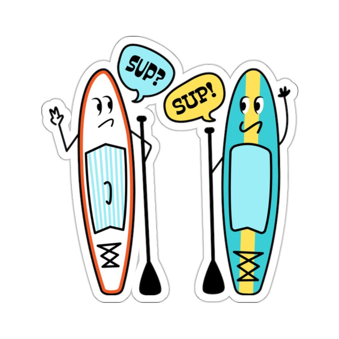 SUP Kiss-cut Stickers - Cute Paddle Board Sticker, Waving Paddle Boards ...
