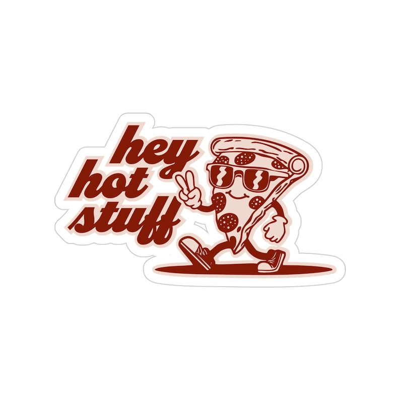 Sticker, Humorous Pizza Design, Transparent Die-cut, Outdoor Use, 1 Pc ...