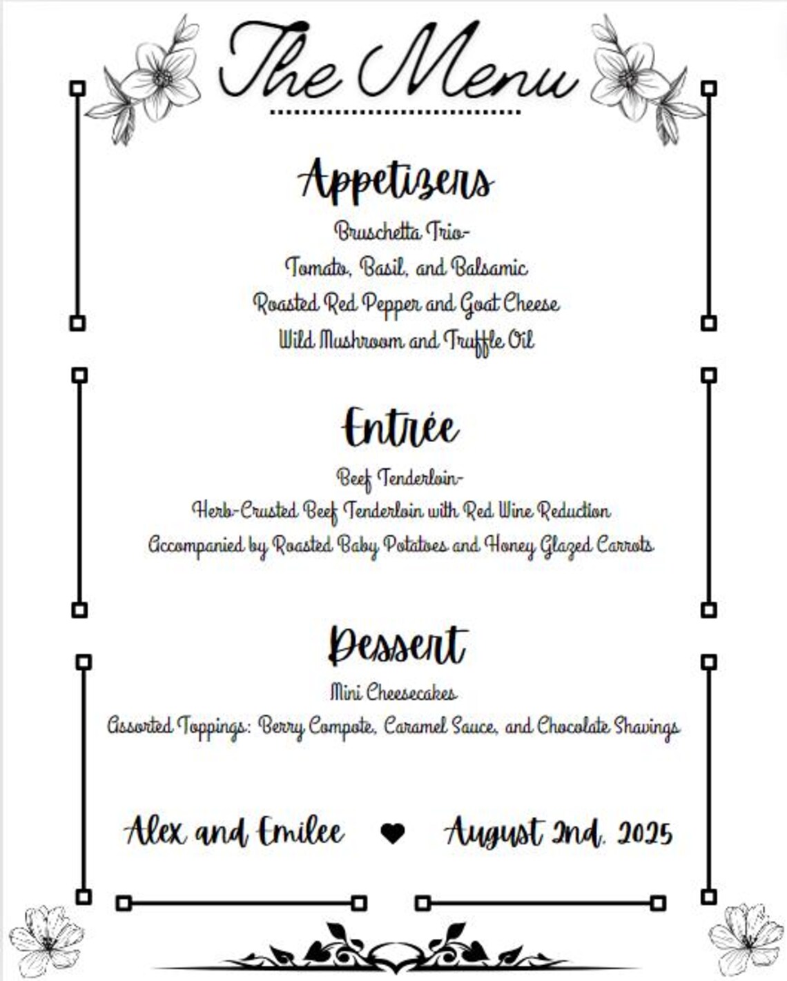 Wedding Menu Digital Customizable Canva Template - Etsy