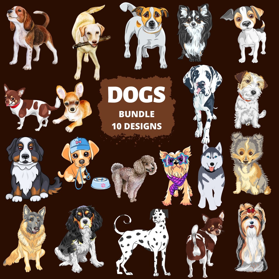 Dogs Sublitimition Bundle Dogs Clipart Bundle Pet Clipart - Etsy