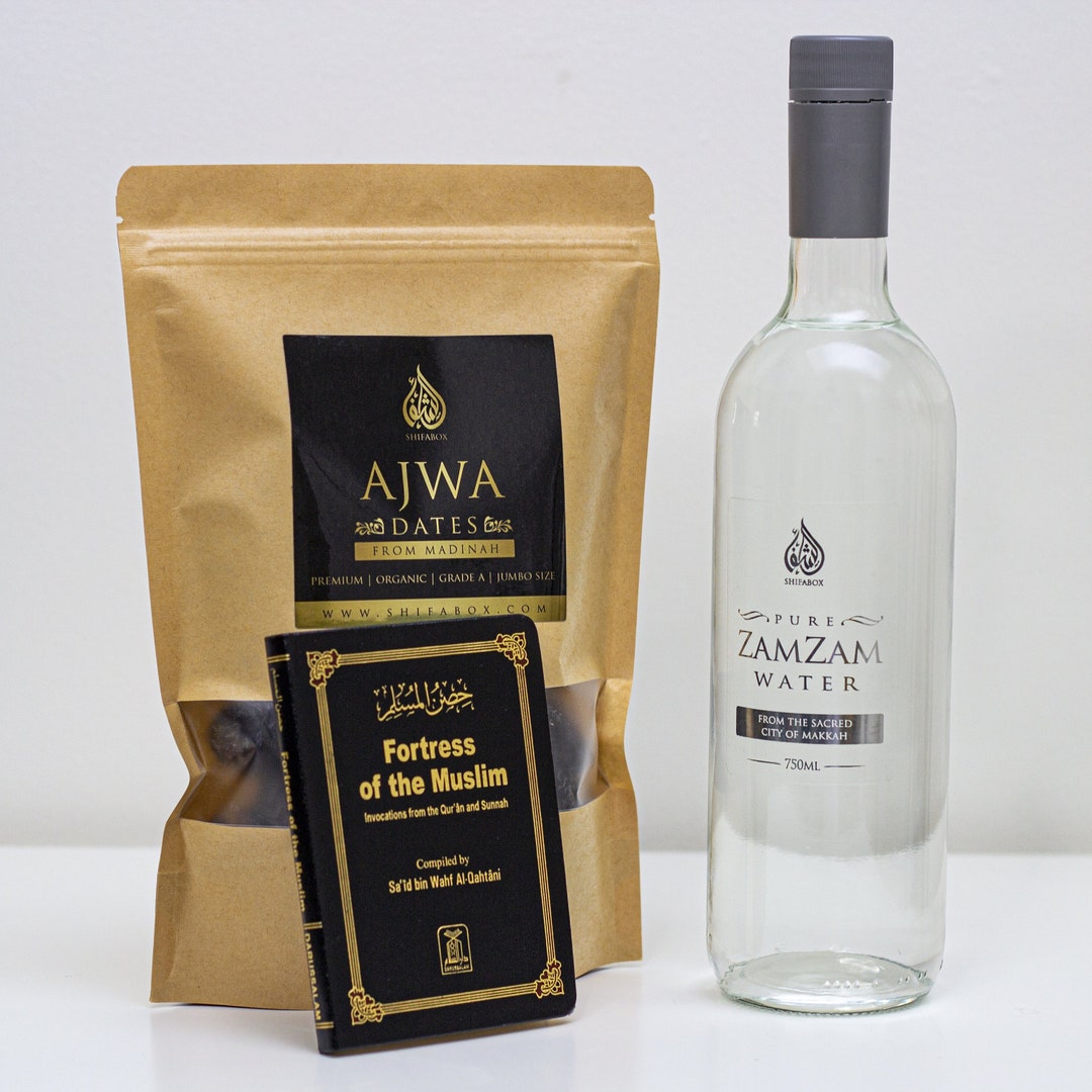 Shifabox Ramadan Gift Pack - Zamzam Water, Ajwa Dates, and Fortress of ...