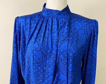 Navy Print Blouse - Etsy