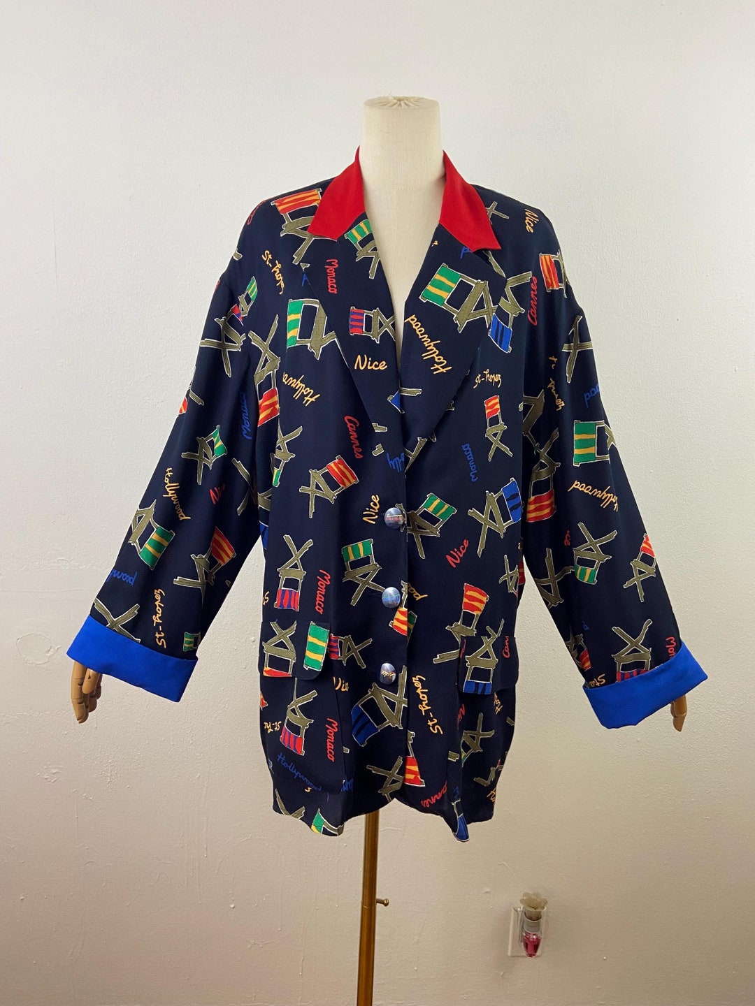 Vintage 80s Long Oversize Funky Jackets With Novelty Print Director ...