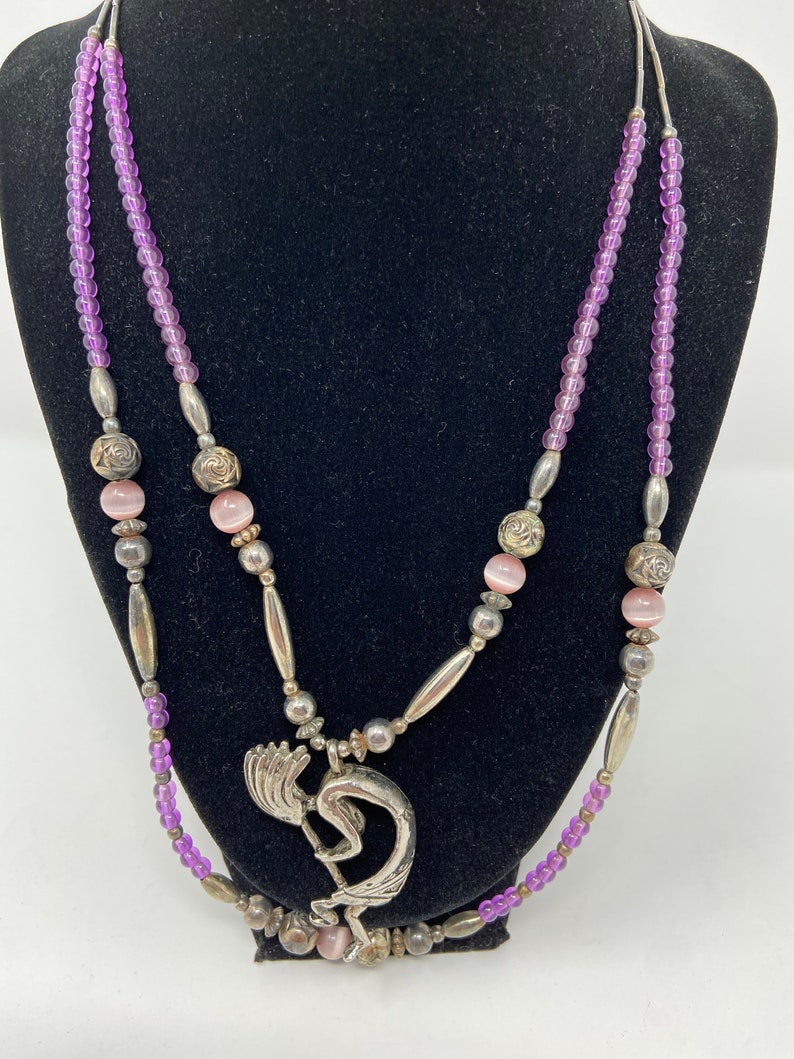 Vintage 70s Southwestern Native American Indian Doble Necklace Whit ...