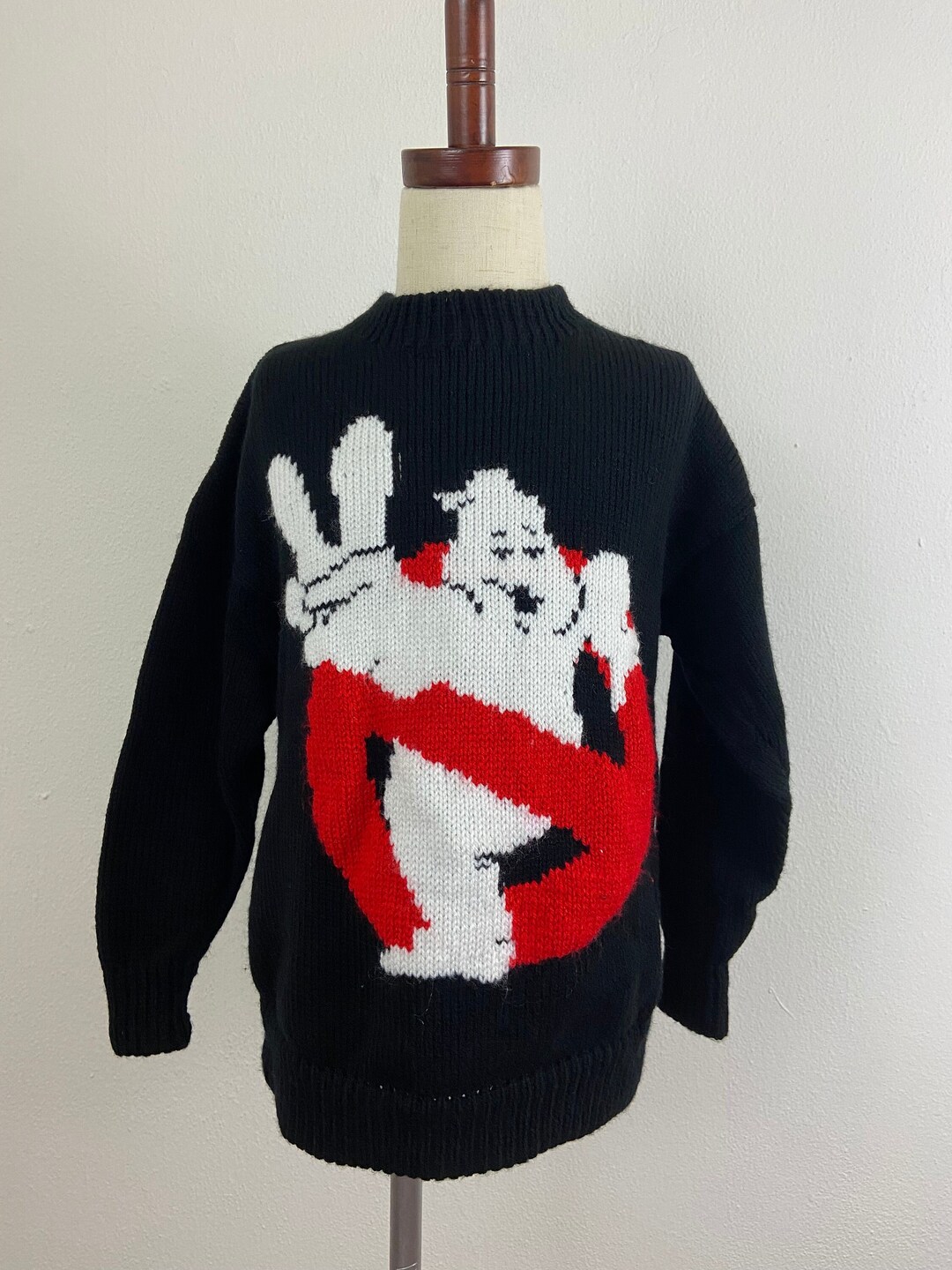 Vintage 80s Black Wool Long Sleeves Boys Sweeter Ghostbuster, Snow Men ...