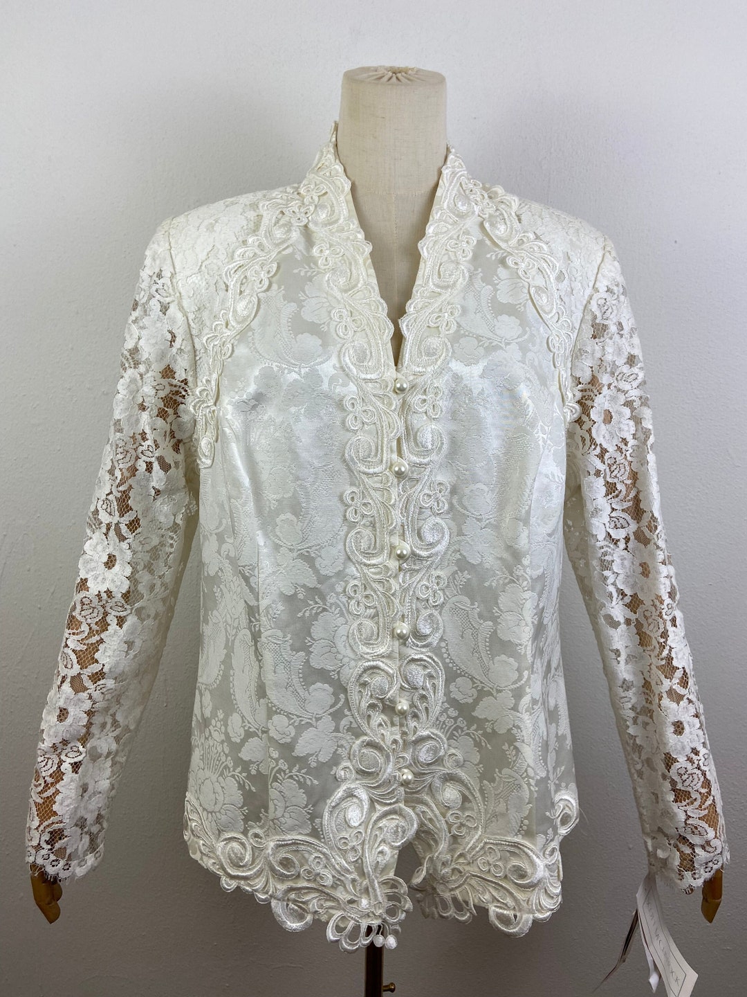 Vintage 80s Dead Stock Scott Mcclintock Beige Cotton Lace With Cotton ...