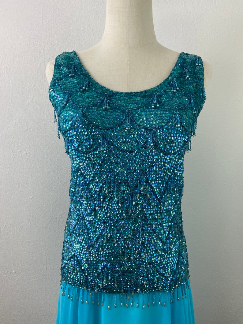 Vintage 60s Agua Marine Turquoise Sleeveless Embellished - Etsy