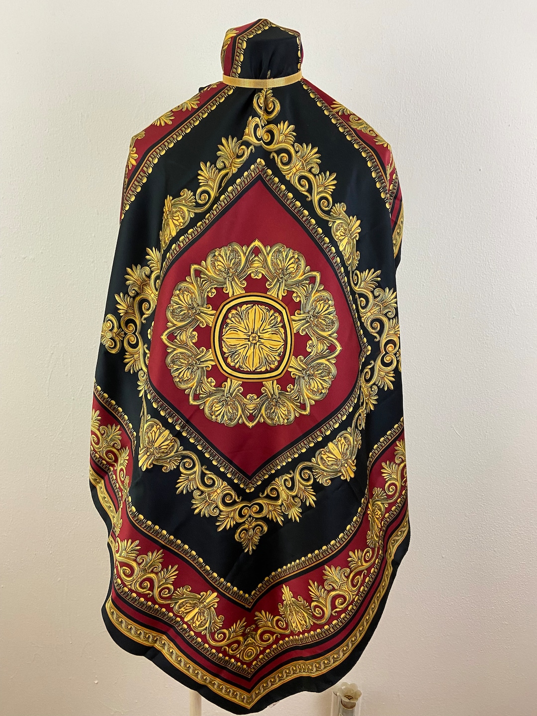 Vintage 80s Berkshire Italian Red Gold and Black Elegant Floral Print ...