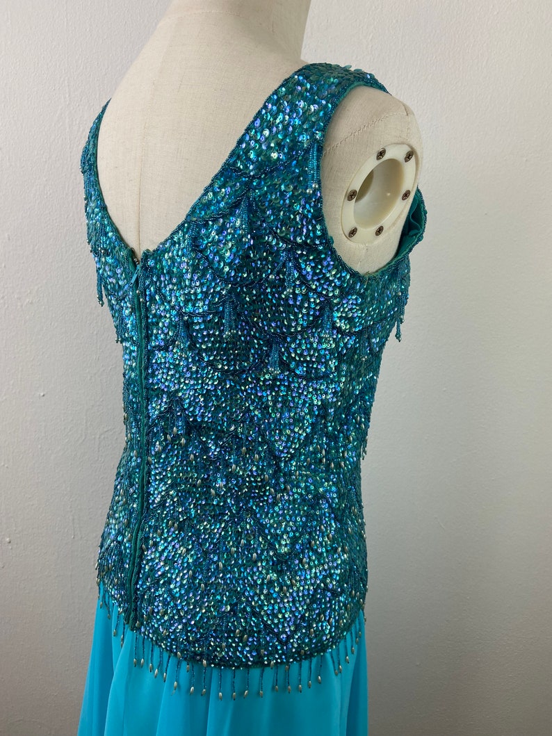 Vintage 60s Agua Marine Turquoise Sleeveless Embellished - Etsy