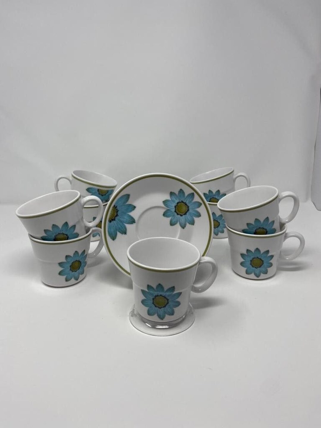 Vintage Noritake Progression China Daisy Pattern Blue Floral 9 Set of ...