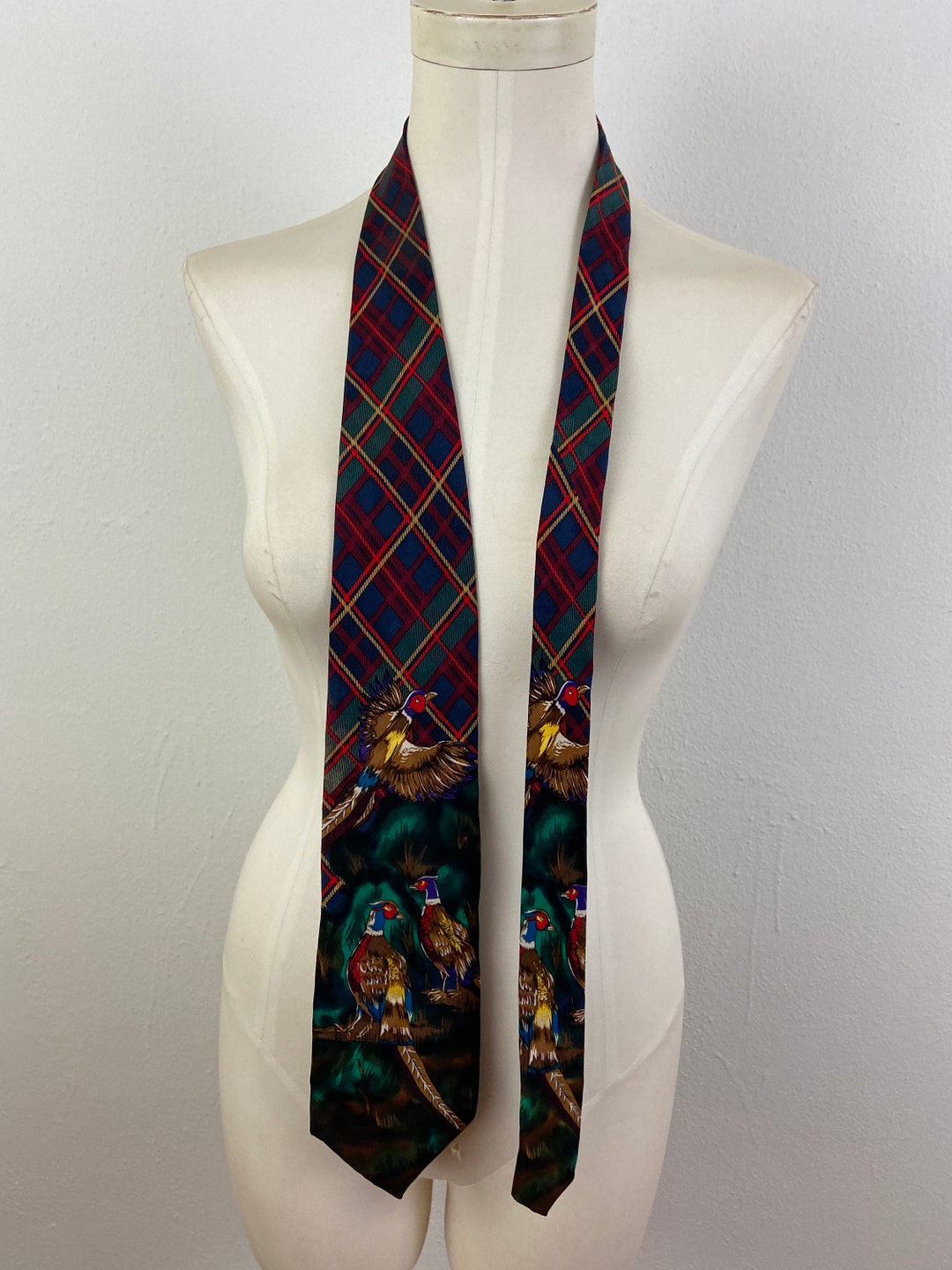 Vintage 80s Silk Faisán Bird Print Design Necktie by Addition, Unisex ...