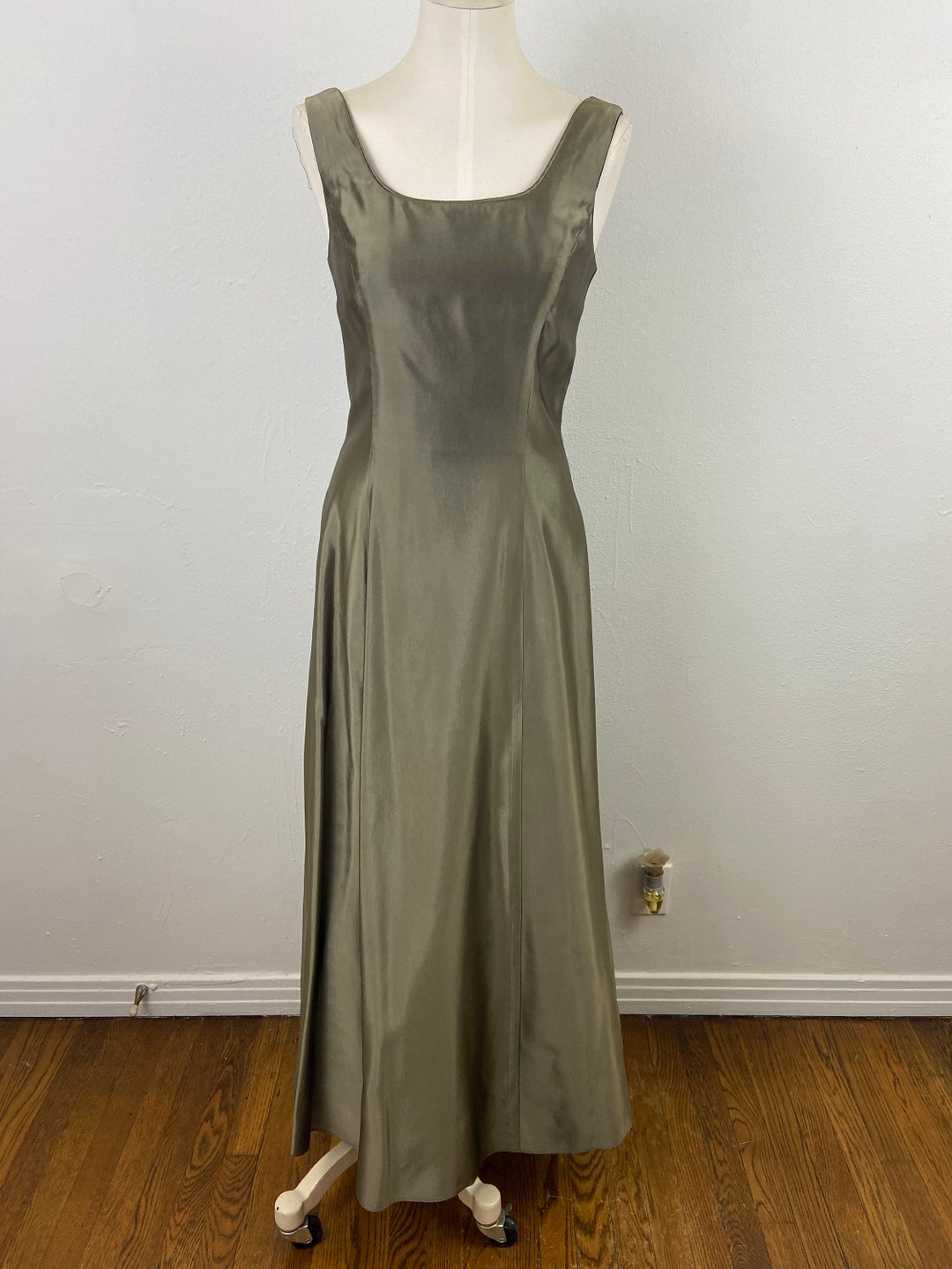 Vintage Y2K Golden Iridescent Long Imperio Evening Gown Dress by Scott ...