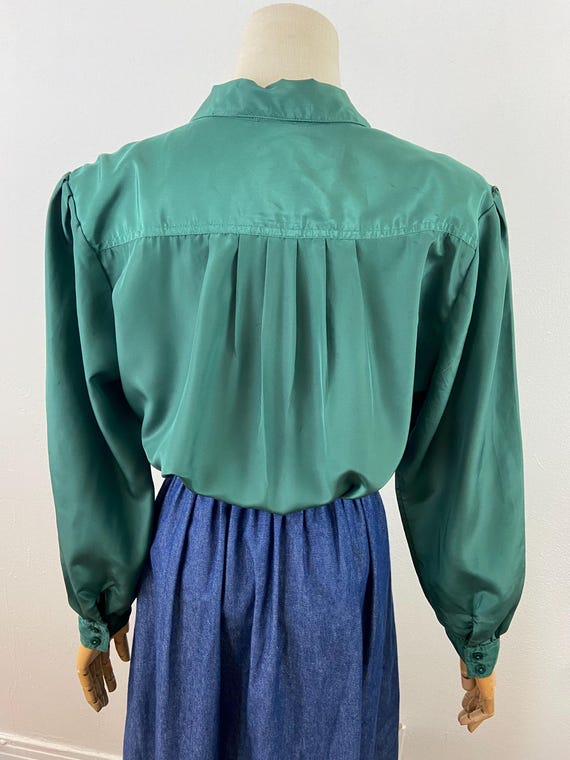 Vintage Forest Green Silky Puffy Shoulders And Long S… - Gem