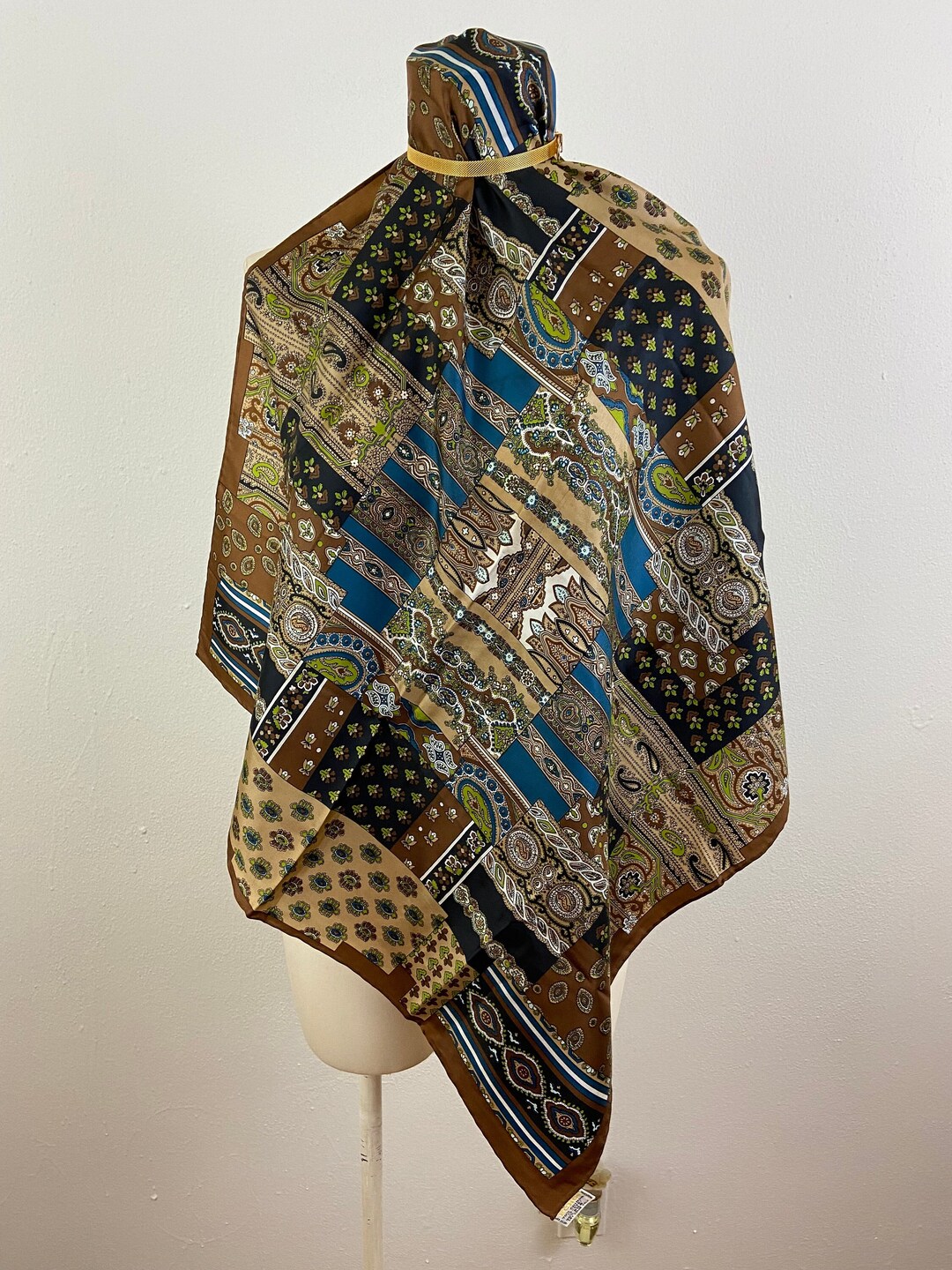 Vintage 60s Multi Colors Print and Graphic Silk Japanese Scarf BY ECHO ...