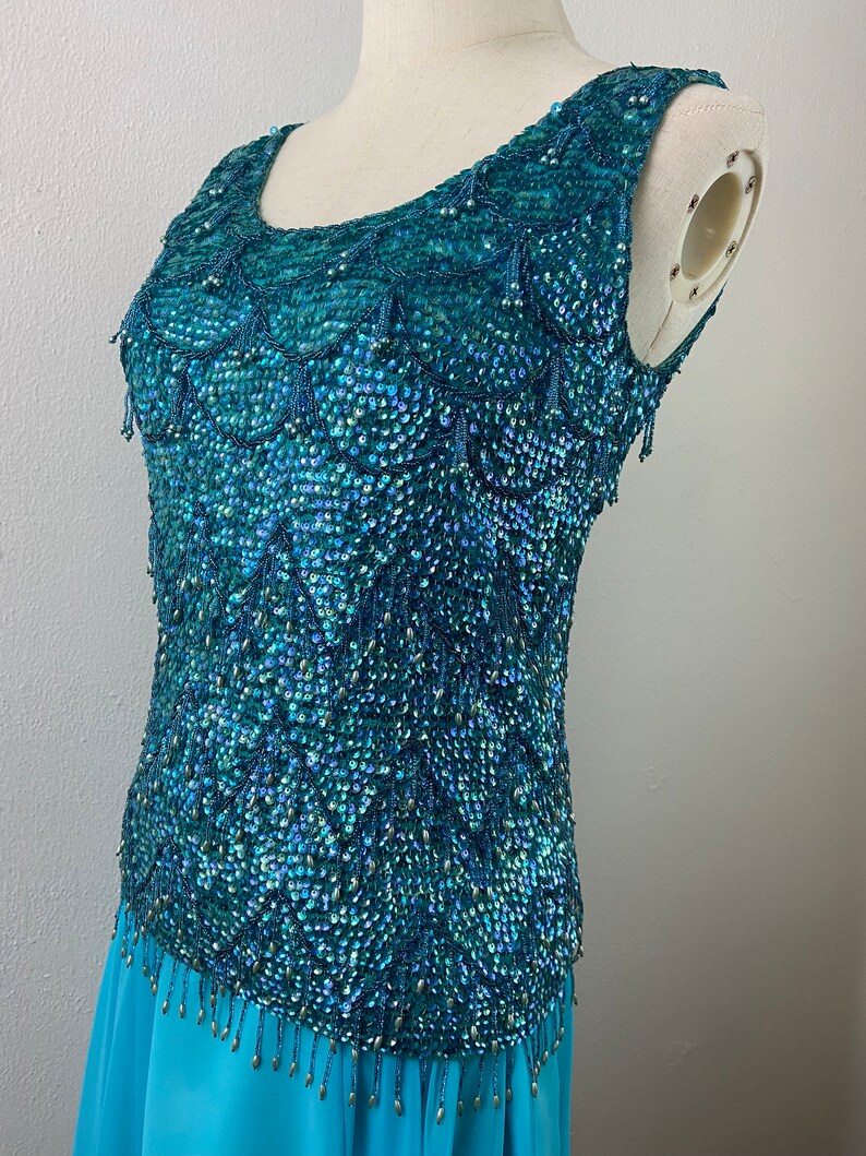 Vintage 60s Agua Marine Turquoise Sleeveless Embellished - Etsy