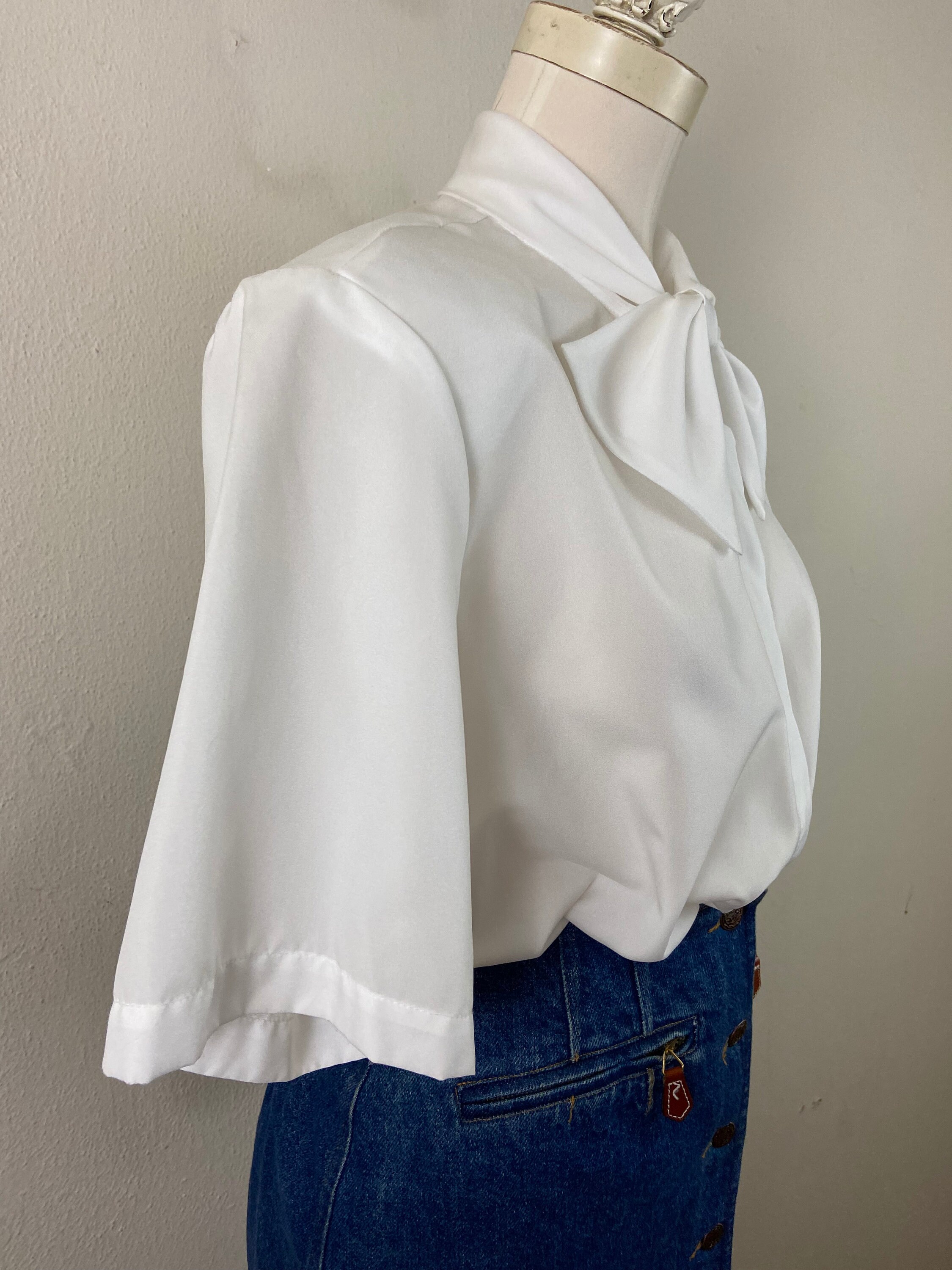 Vintage Early 80s Judy Bond Short Puffy Shoulder Sleeves Blouse-tops ...