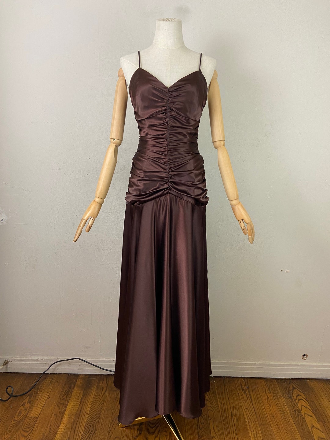 Vintage 80s Coper Chocolate Silk Satin Drapery Body Whit Imperio Siren ...