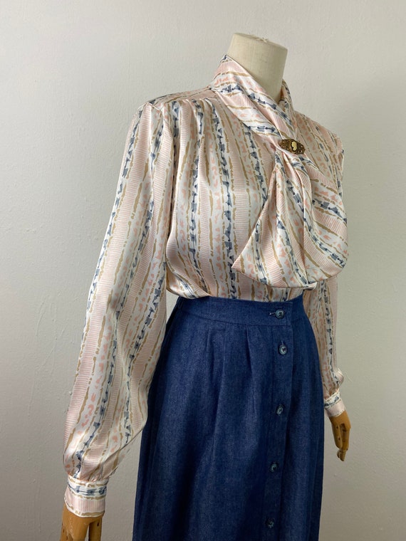 Vintage 90s Soft Pastel Peach And Grey Colors Elegant… - Gem