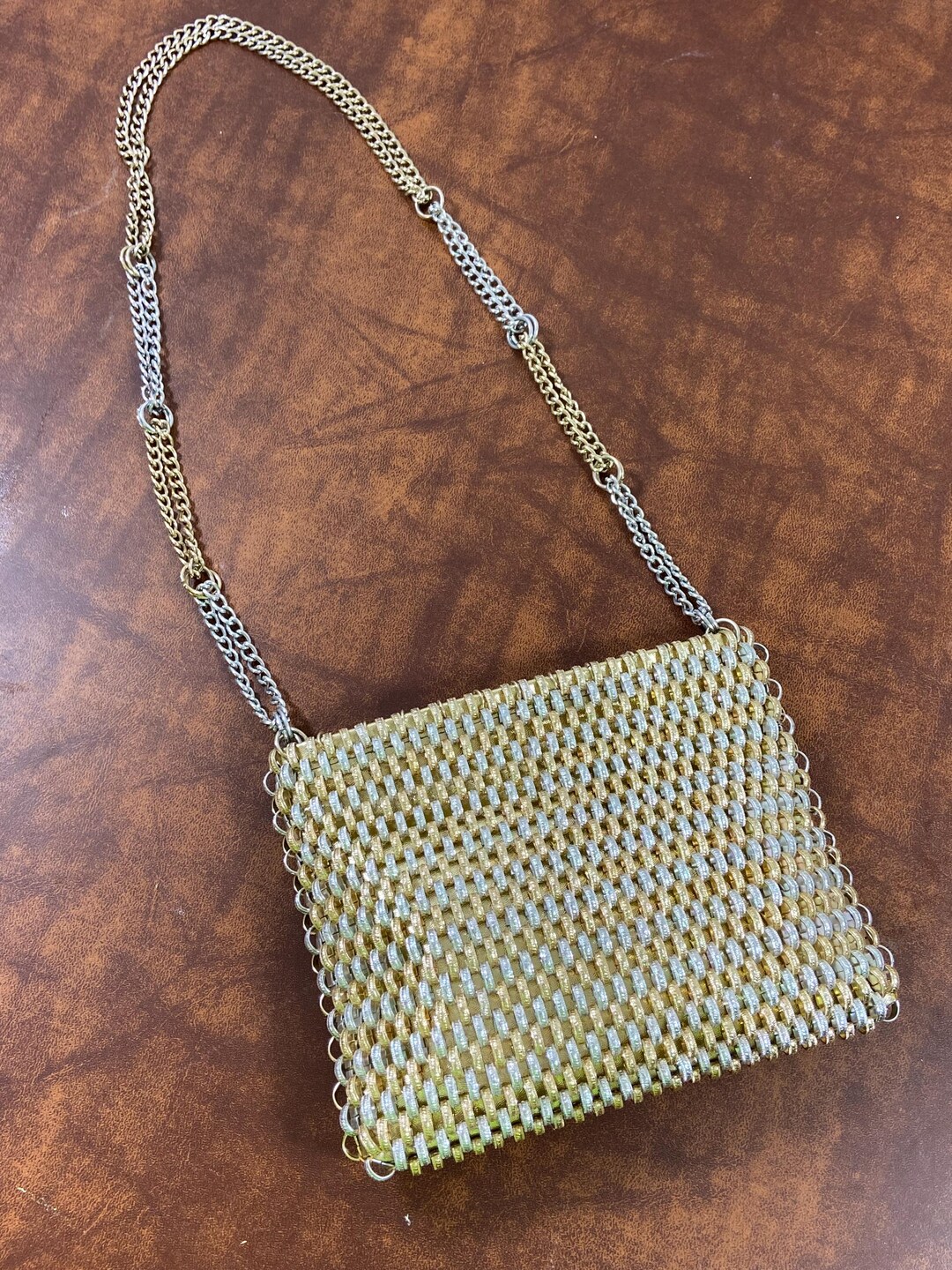 Vintage 60s Walborg Metallic Shoulder Bag: Two-tone Gold & Silver Disc ...