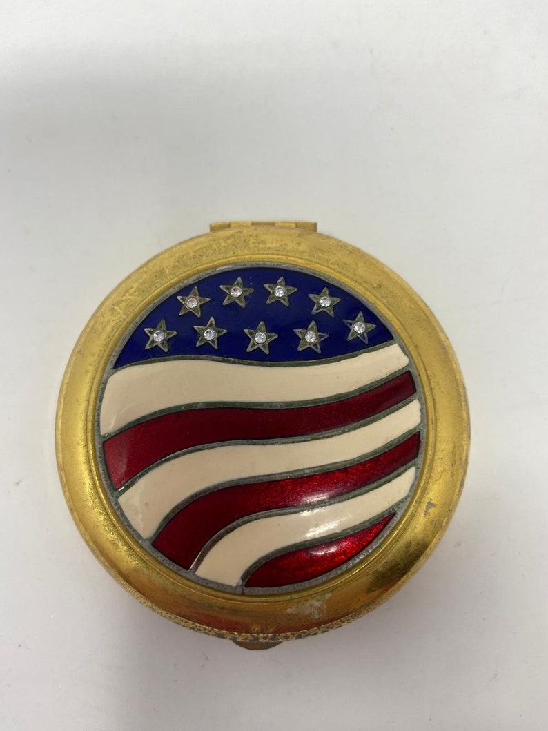 Vintage 1950s Gold Long Vertical Powder Compact With Chaton Rhinestones ...