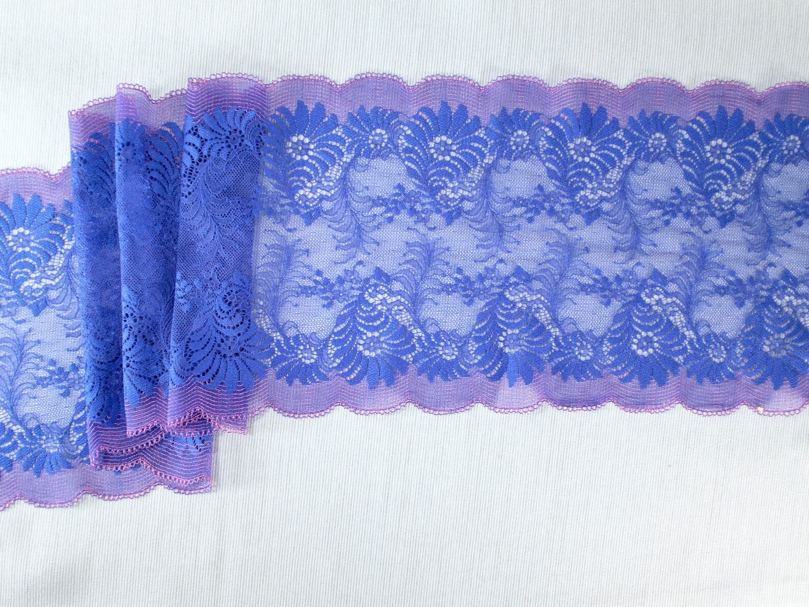 Vibrant Blue Purple Stretch Lace With Pink Accents and Flowers - Etsy